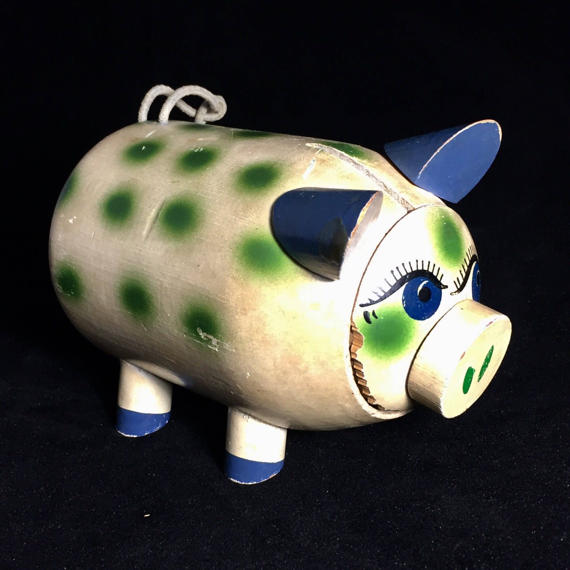 Vintage Piggy Bank French Wooden Piggy Bank Je Suis | Etsy