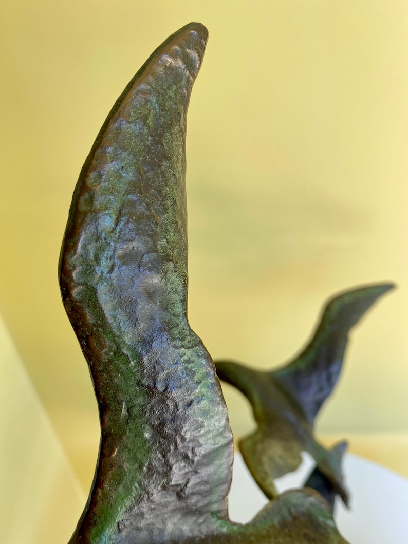 Birds in Flight Sculpture - Vintage Mid Century Cast Bronze Birds in ...