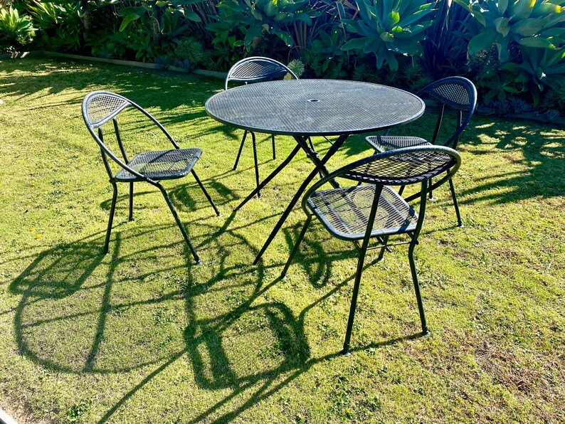 Rid Jid Patio Set - Vintage Mid Century Modern Rid-jid Folding Metal ...