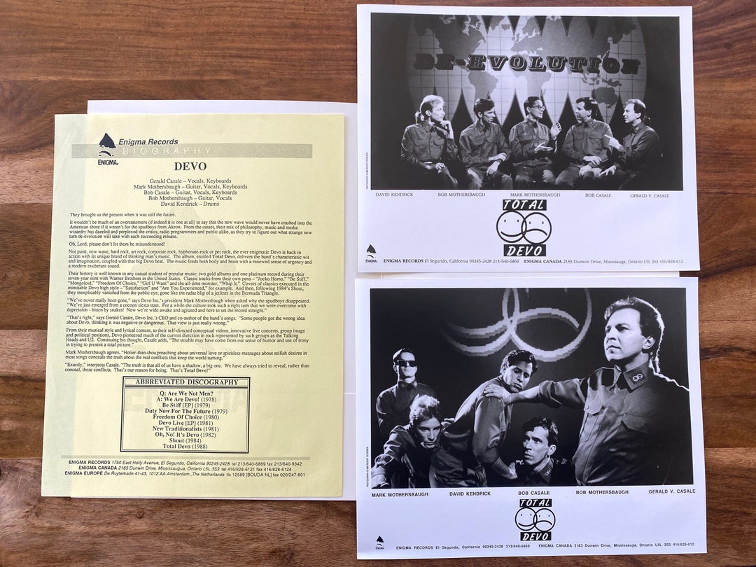 Devo Promotional Package - Vintage 1988 Promo Biography and Rocky ...