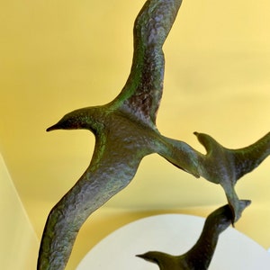 Birds in Flight Sculpture - Vintage Mid Century Cast Bronze Birds in ...