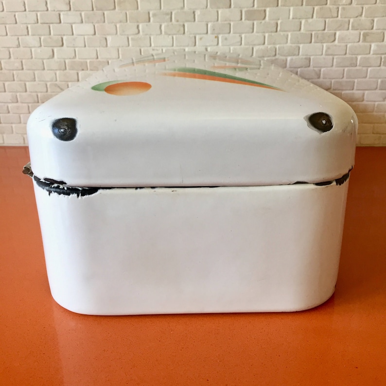 Enamel Bread Box Vintage Art Deco Memphis Modern Rectangular - Etsy