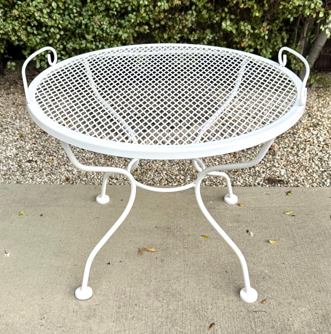 Midcentury Homecrest Style Outdoor Round Butler's Serving Table With ...