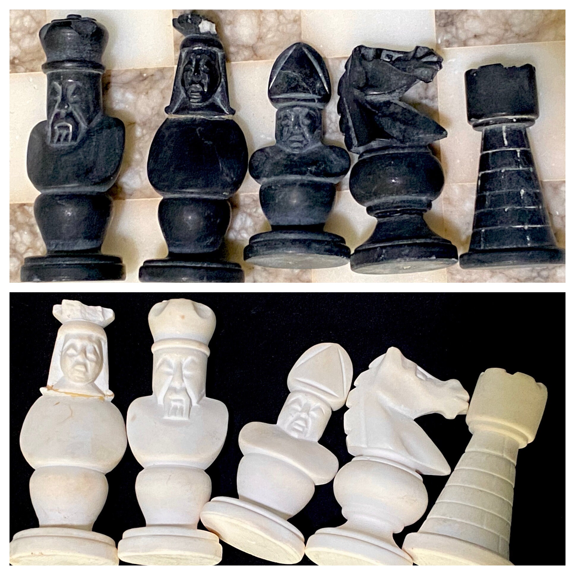 Alabaster Chess Set - Vintage Alabaster Chess Board With Hand Carved ...