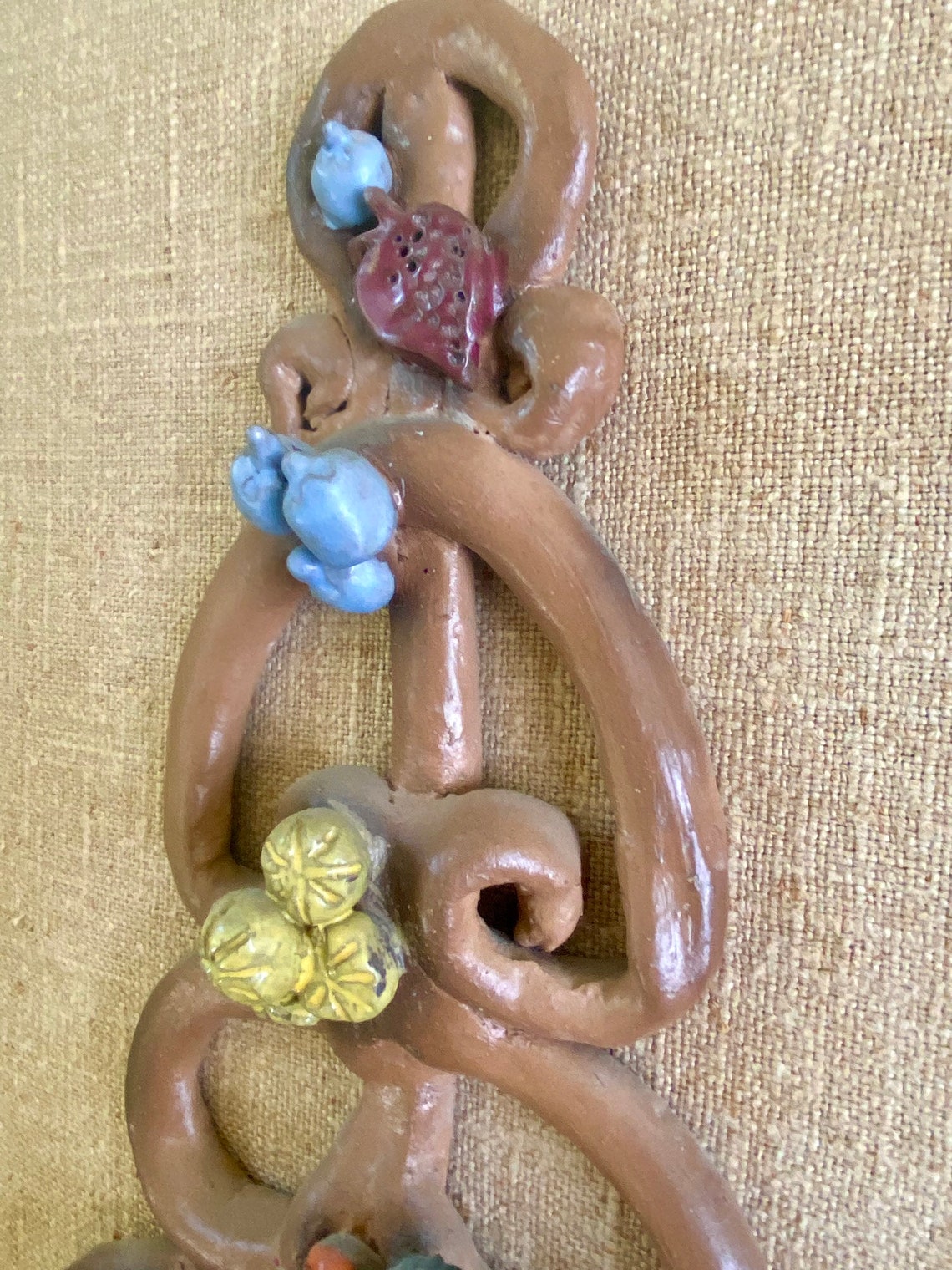 Tree of Life Wall Art Vintage Ceramic Sculpture on Burlap - Etsy