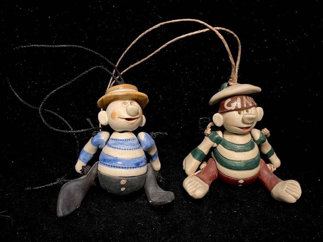 I Pupi Figure - Articulating Porcelain Gondolier Pair Gino Designed by ...