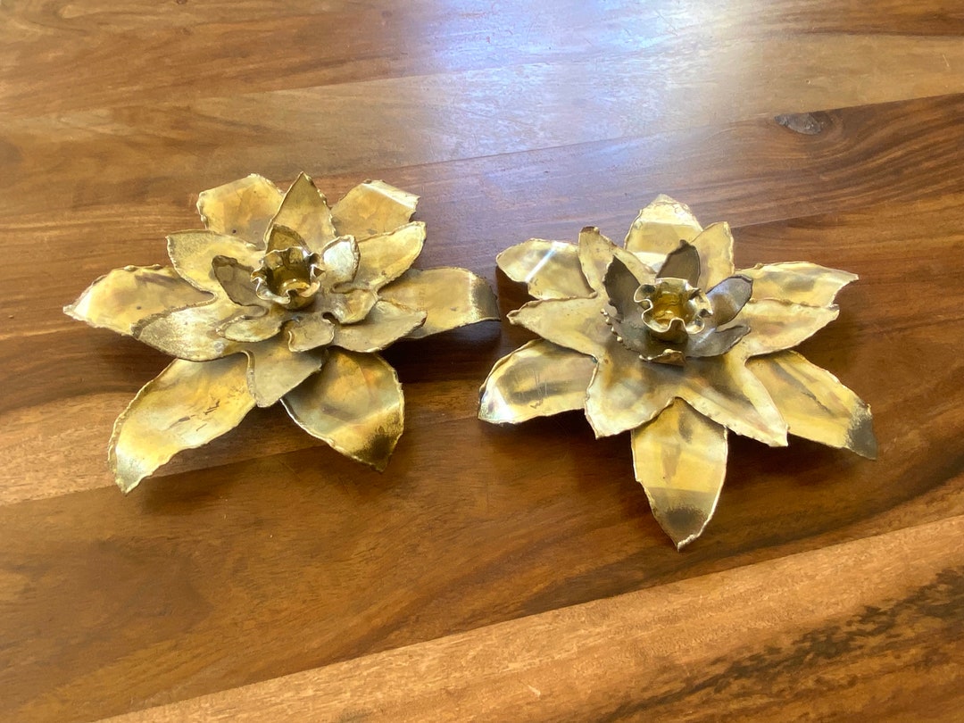 Brutalist Candle Holders - Vintage Midcentury Torch Cut Candelabra Pair ...