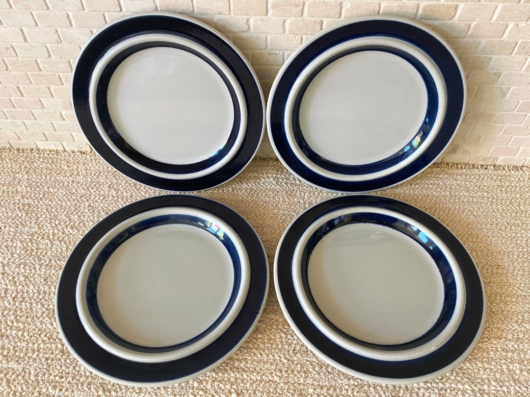 Arabia of Finland Anemone Blue Pattern - Set of 4 Salad Plates 8" Diam ...