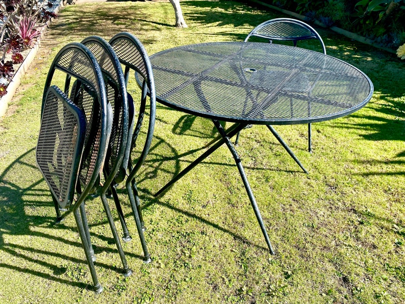 Rid Jid Patio Set - Vintage Mid Century Modern Rid-jid Folding Metal ...