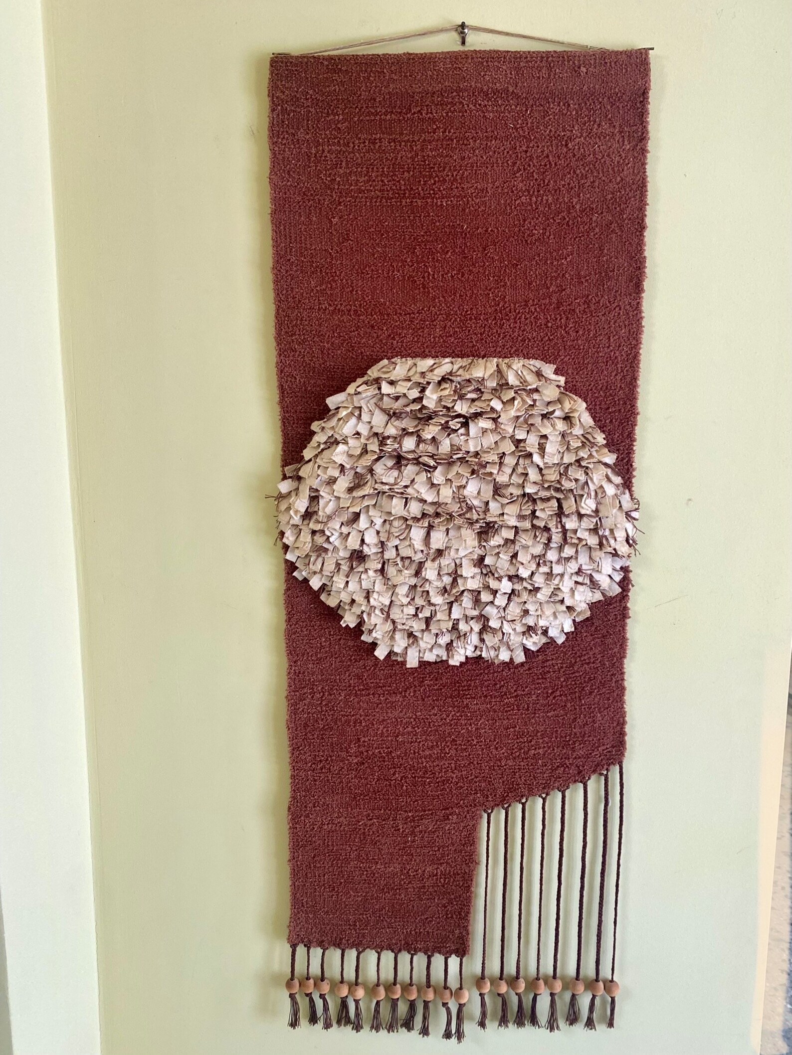 Vintage Fiberart Wallhanging - Woven Chenille With String and Muslin ...