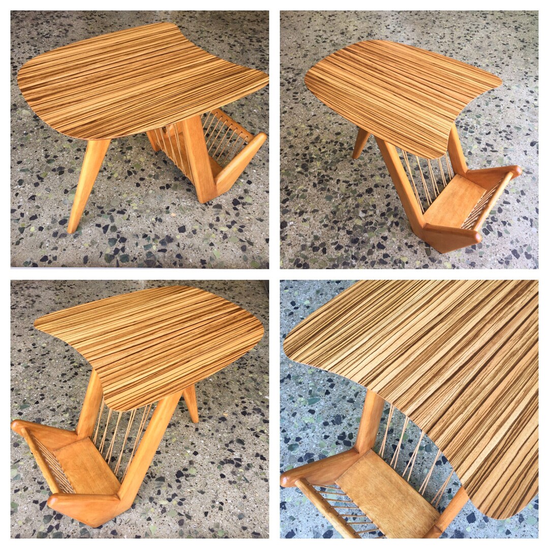 Magazine Side Table MCM Boomerang Atomic Corded Table - Etsy