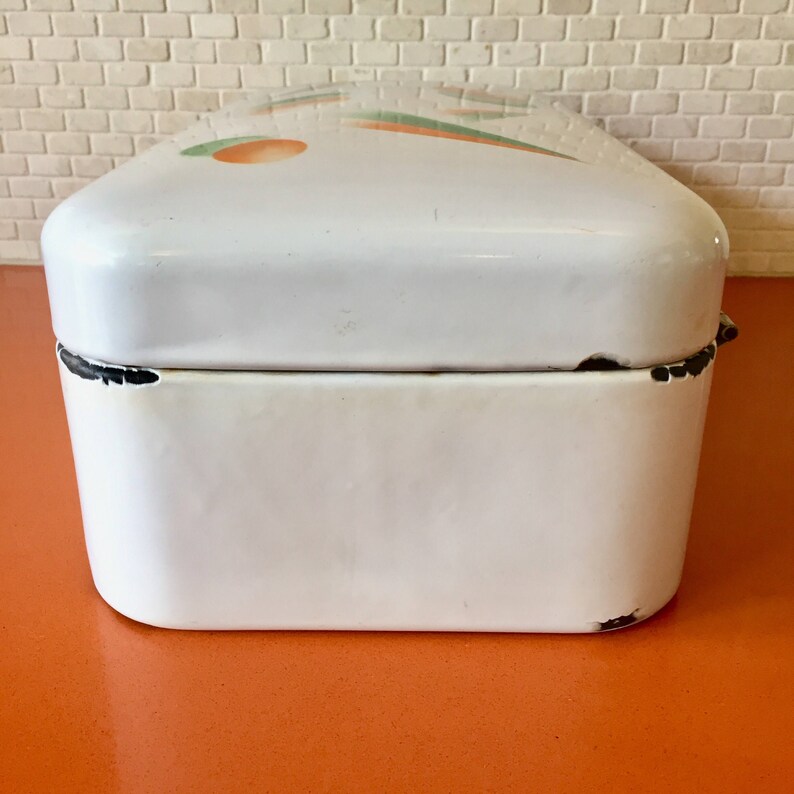 Enamel Bread Box Vintage Art Deco Memphis Modern Rectangular - Etsy