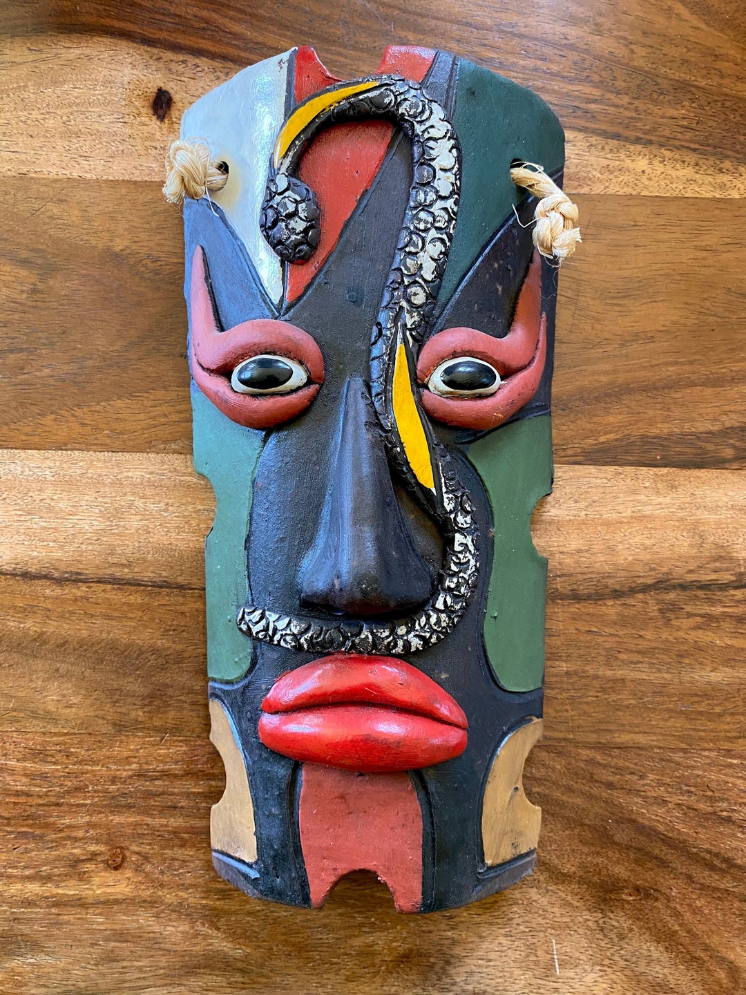 Tribal Clay Mask - Folk Art Hand Painted Mask - Etsy