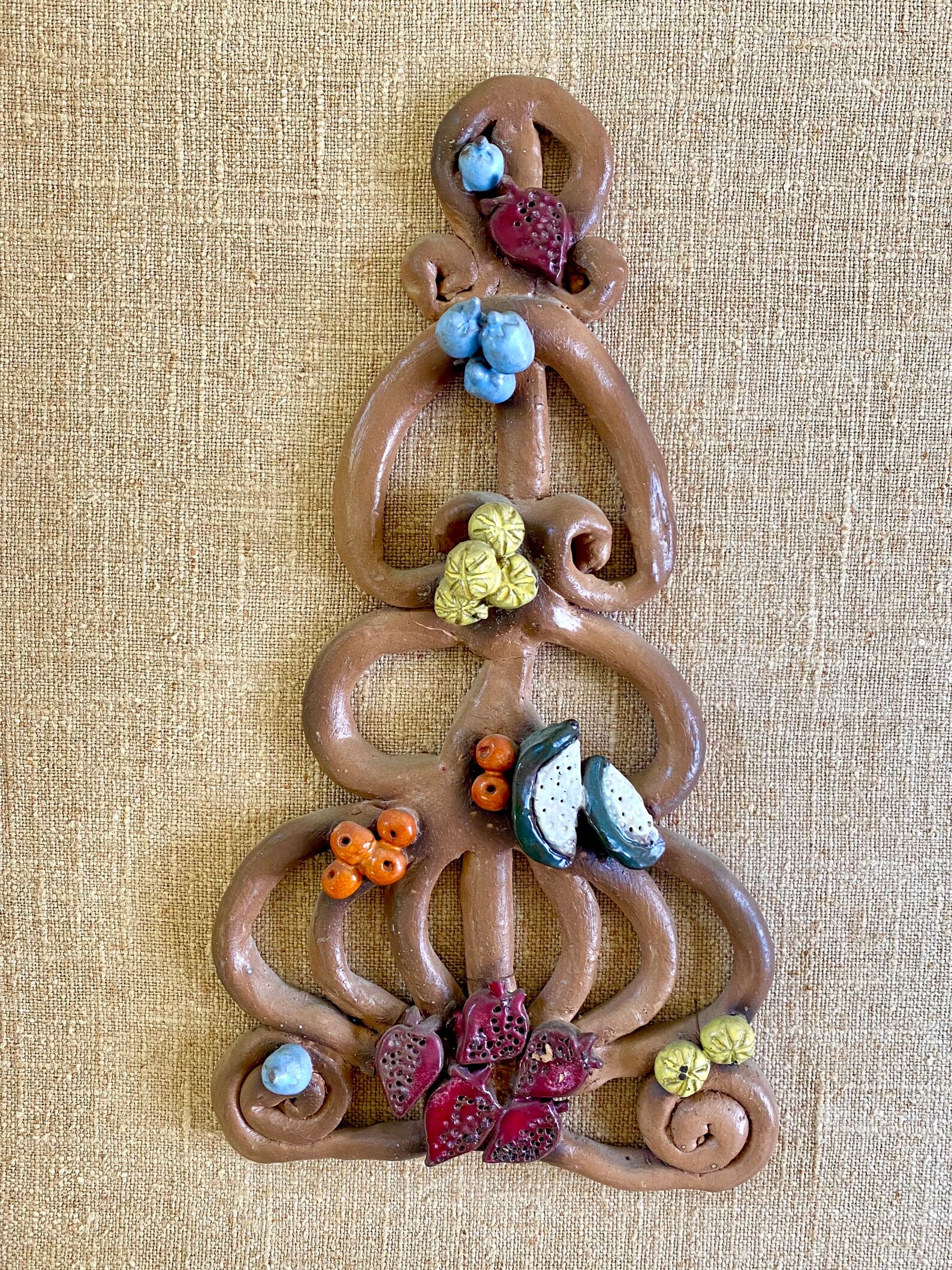Tree of Life Wall Art Vintage Ceramic Sculpture on Burlap - Etsy