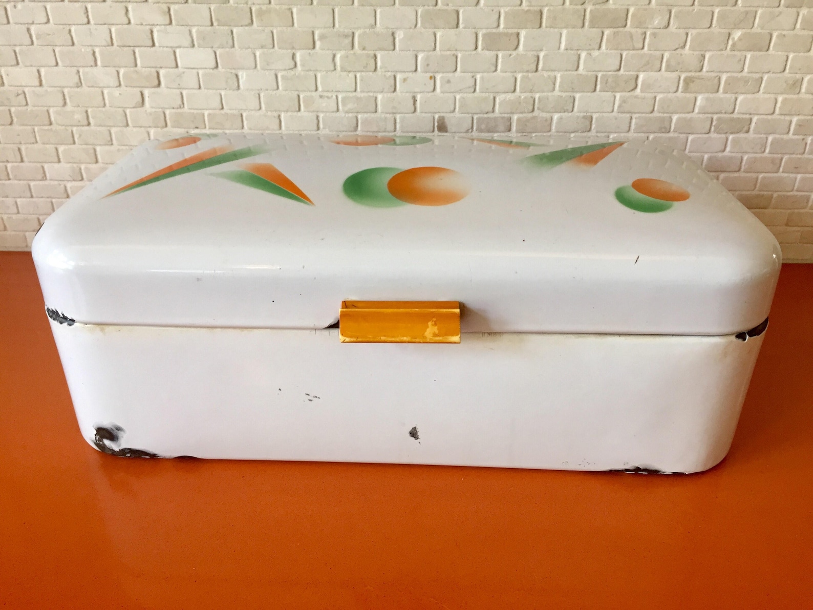 Enamel Bread Box Vintage Art Deco Memphis Modern Rectangular - Etsy
