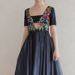 Black Long Dress With Train, Wedding Black Dress, Open Back Evening ...
