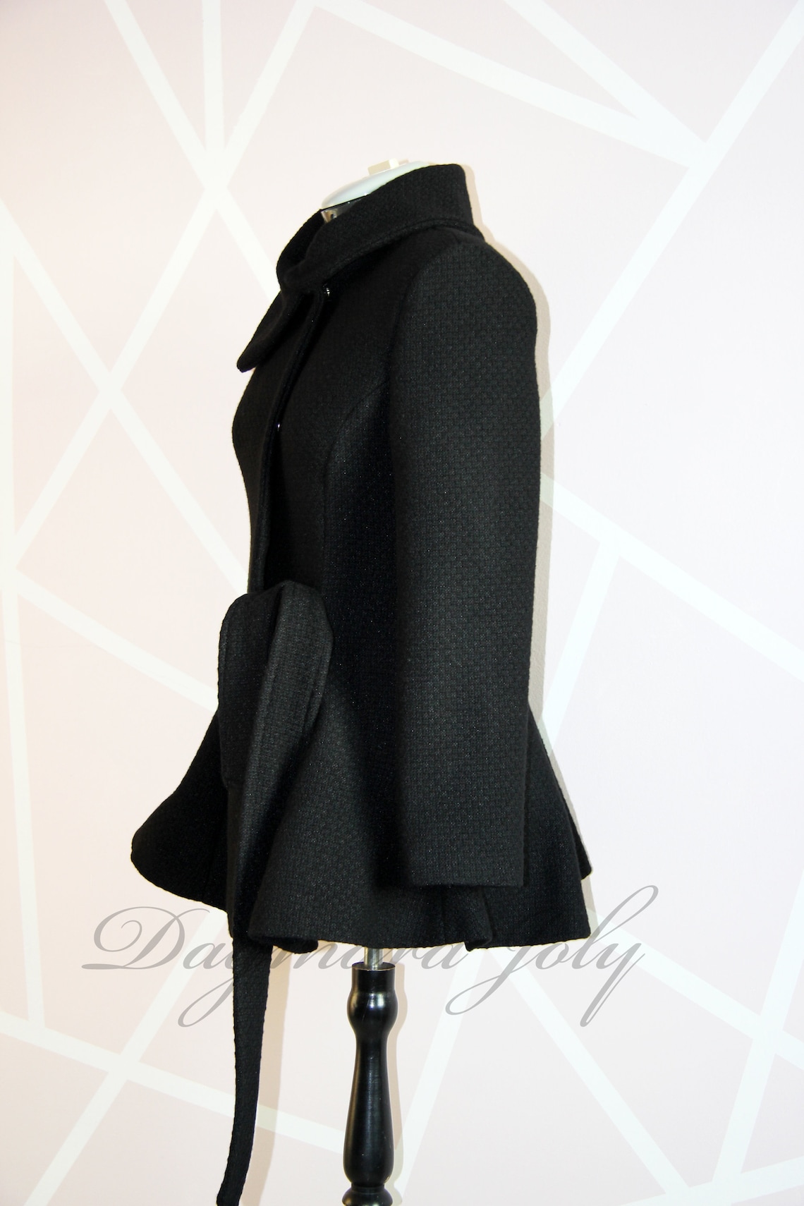 Woman Short Wrap Coat Fit and Flare Coat Womens Coat Black - Etsy