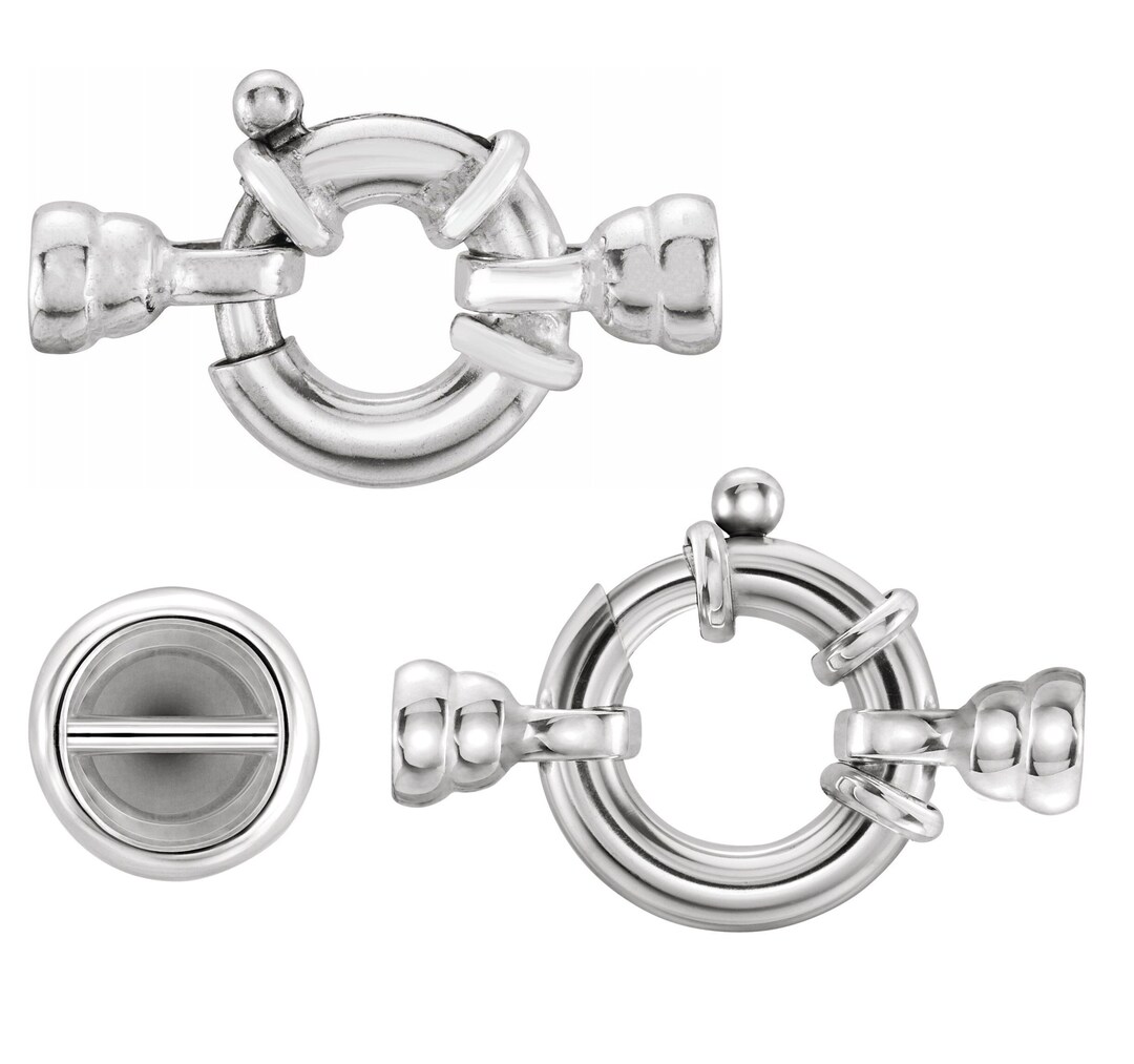 Sterling Silver Jumbo Spring Ring W/cups & Tie Bars Bead Stringing Luxury Clasp - Etsy