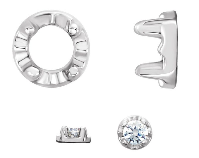 Sterling Silver or 14kt Yellow or White Gold 3mm or 4mm Round 4 Prong ...