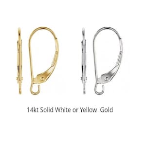 14K Solid Gold Plain Earring Leverbacks With Open Ring Lever Back 16.58x8mm Pair - Etsy