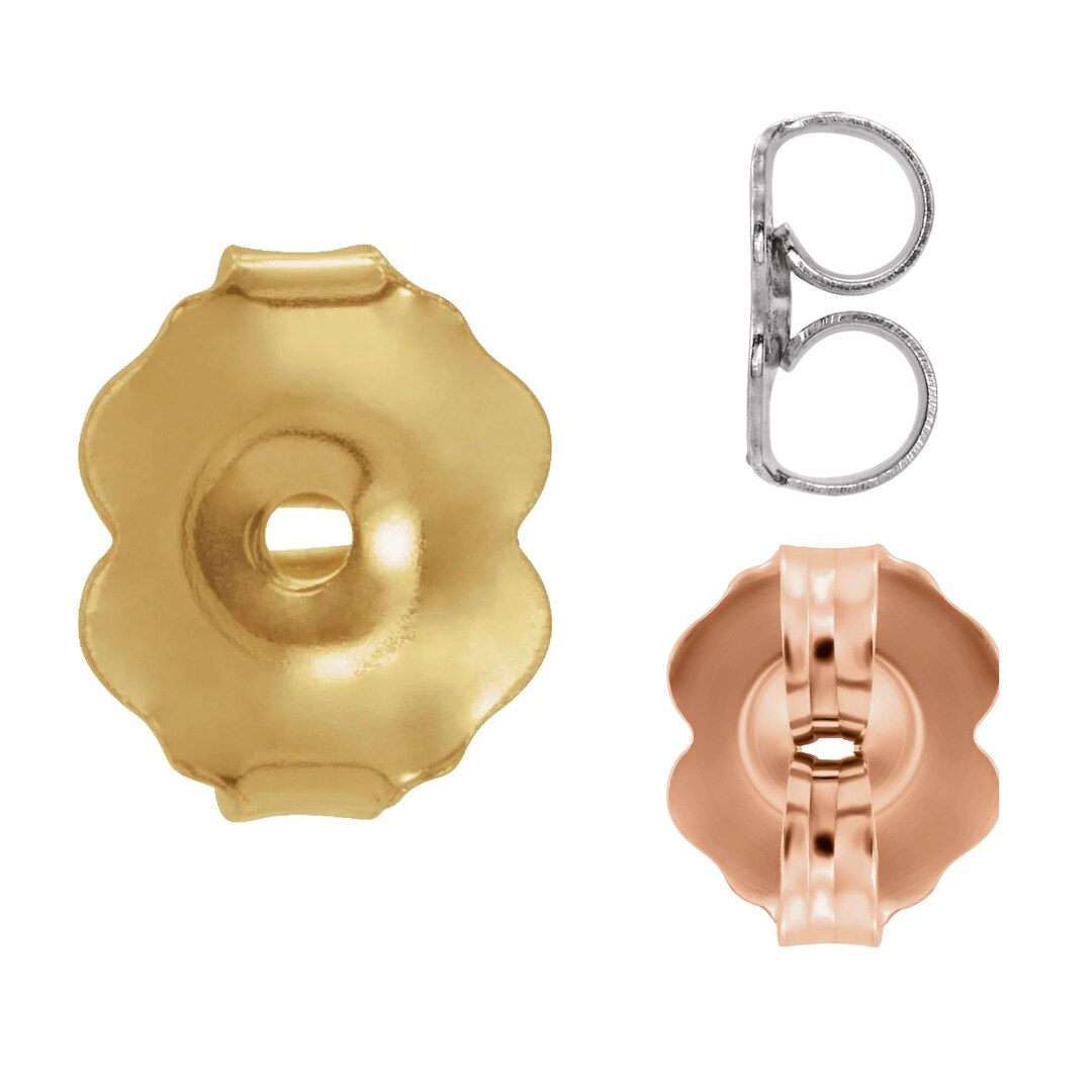 10K 14K 18K Rose, White or Yellow Gold Medium Butterfly Earring Backs ...