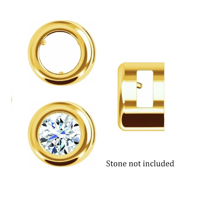 10k 14k 18k 950T Round Stone Back-set Bezel Setting Chain Slide Pendant ...
