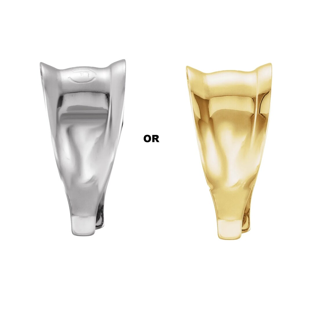 14K White or Yellow Gold Small 3mm Tapered Grooved Open Solid Pinch ...