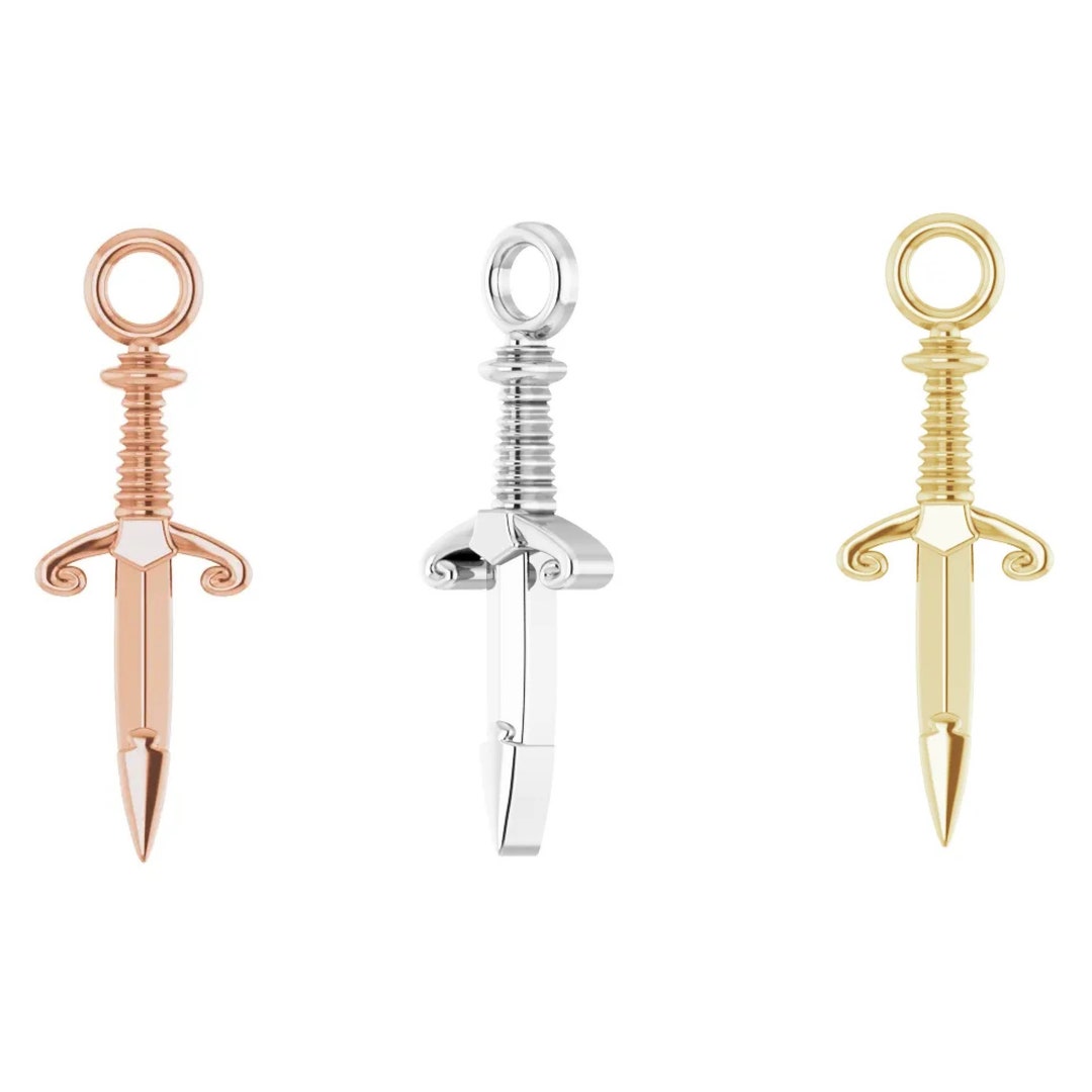 10k 14k 18k Gold,platinum or Silver 13.2 Mm Dagger Sword Knife Dangle ...