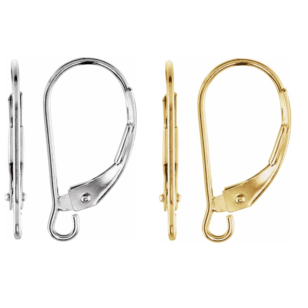 14K Solid Gold Plain Earring Leverbacks With Open Ring Lever Back 16 ...