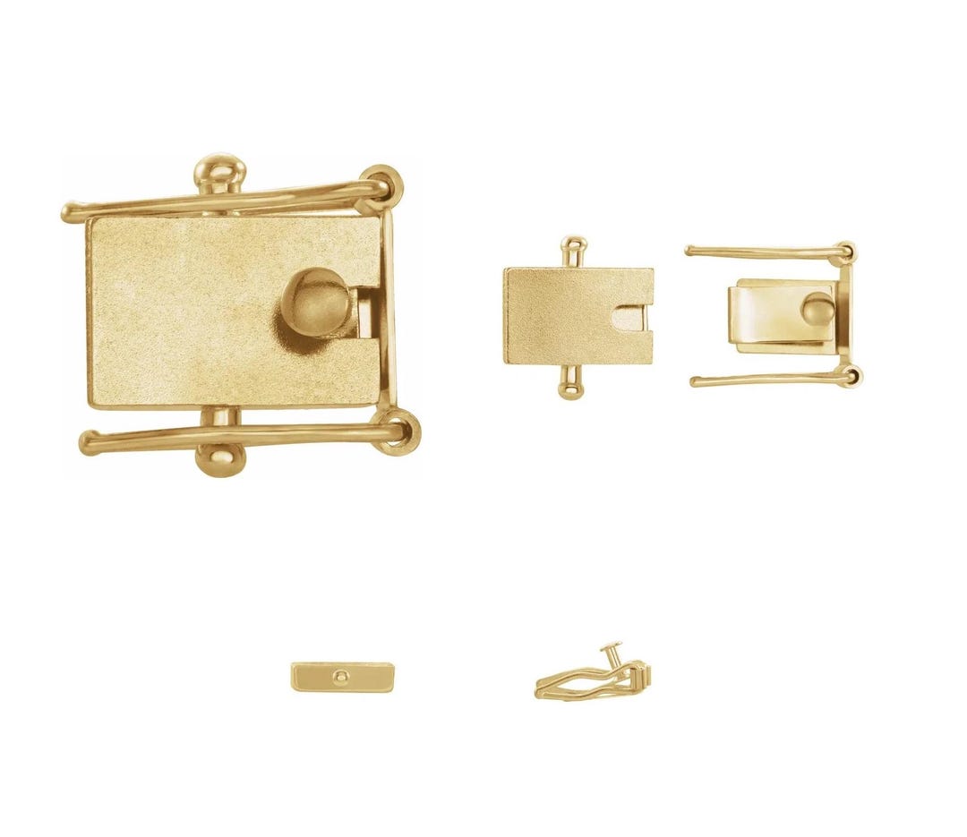 Customized 10K Yellow Gold Plain Square Box Clasp Bead or Chain Tongue ...