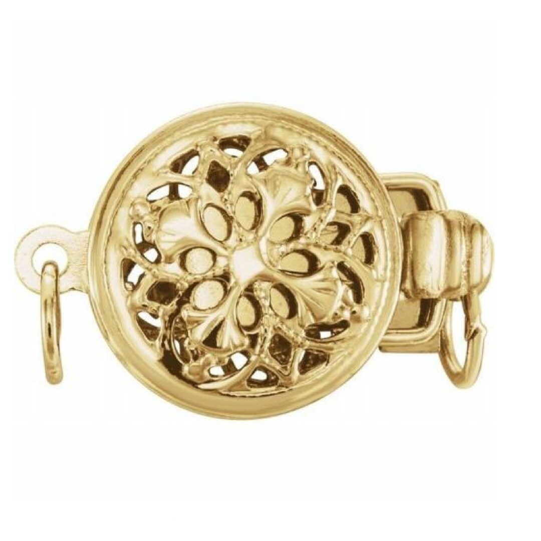 14K White or Yellow Gold 9mm Round Single Strand Filigree Pearl Clasp ...