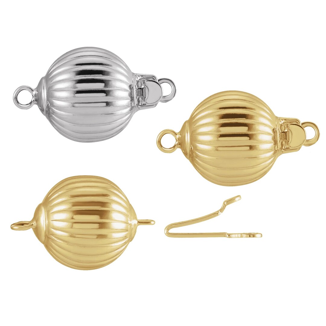 14k White,yellow Gold or Sterling Silver Corrugated Pearl Ball Bead ...