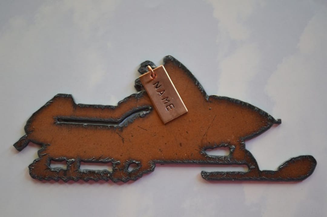 SNOWMOBILE Made of Rusty Rusted Recycled Metal Custom PERSONALIZED Snow ...