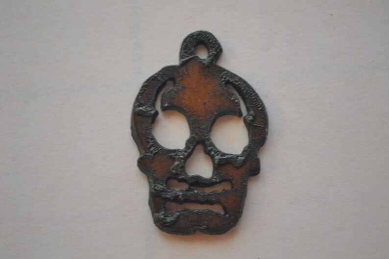 Rustic Rusty Rusted Recycled Metal Charm DAY of the DEAD SKULL Ceiling ...