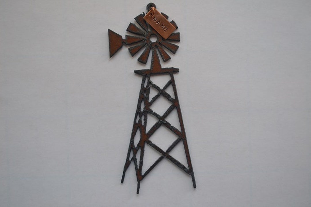 WINDMILL Made of Rustic Rusty Rusted Recycled Metal Custom PERSONALIZED ...