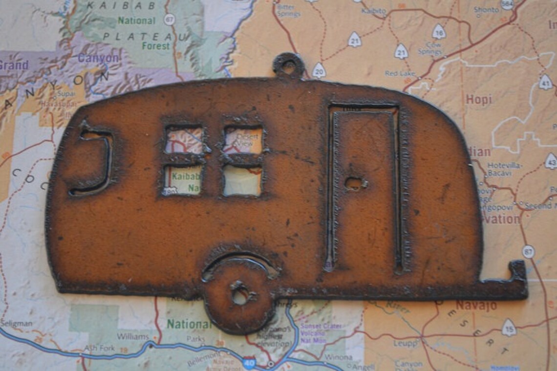 TRAILER / CAMPER Made of Rustic Rusty Rusted Recycled Metal | Etsy