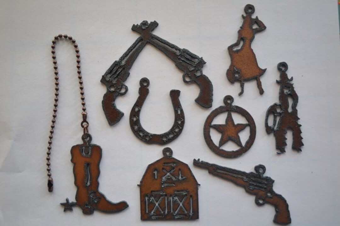 Rustic Rusty Rusted Metal WESTERN Decor Cowboy Boot/double Gun/pistol ...