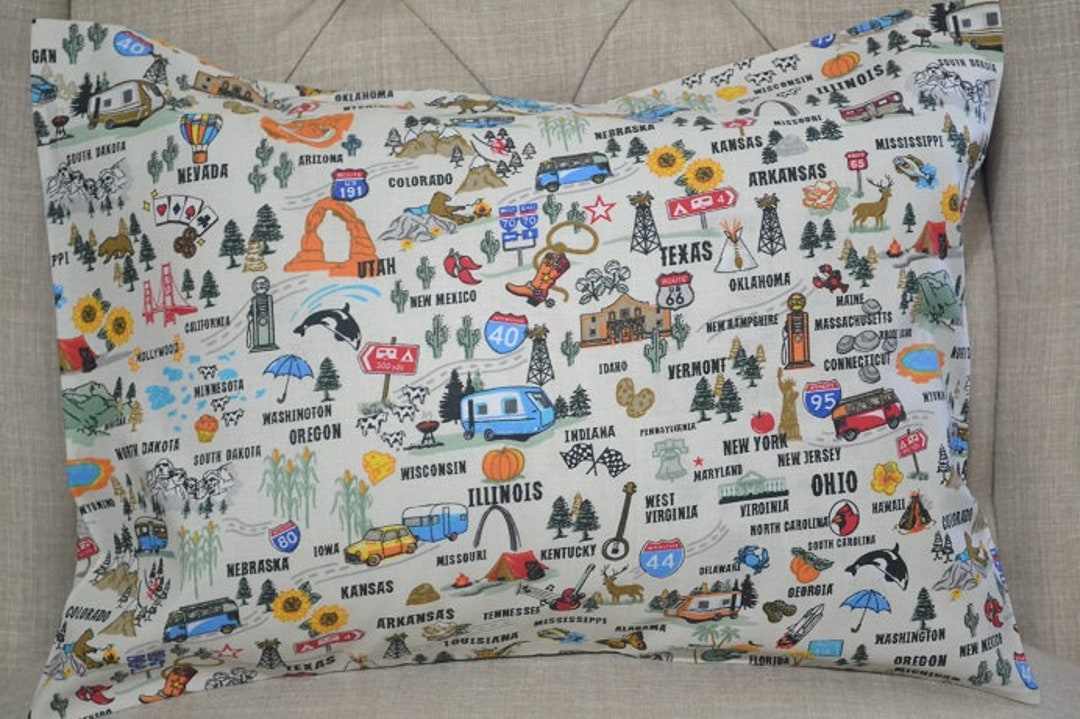 Travel Pillow Case / Accent Pillow Case ROUTE 66 and States / Rt 66 ...