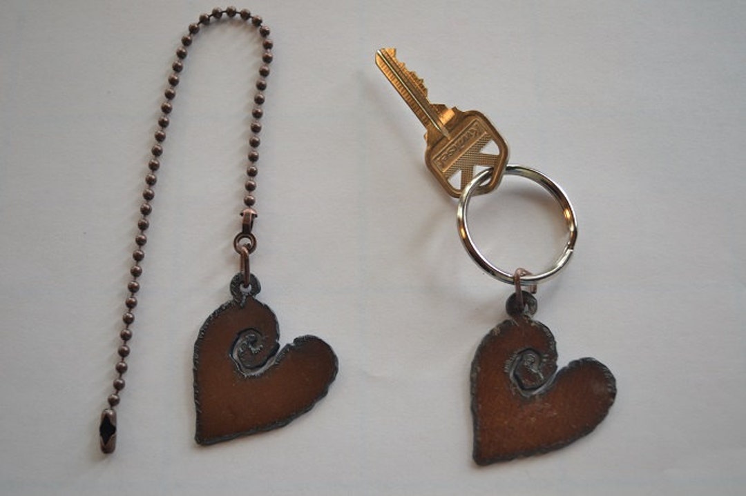 Rustic Rusty Rusted Recycled Metal Charm WHIMSICAL HEART Ceiling Fan ...