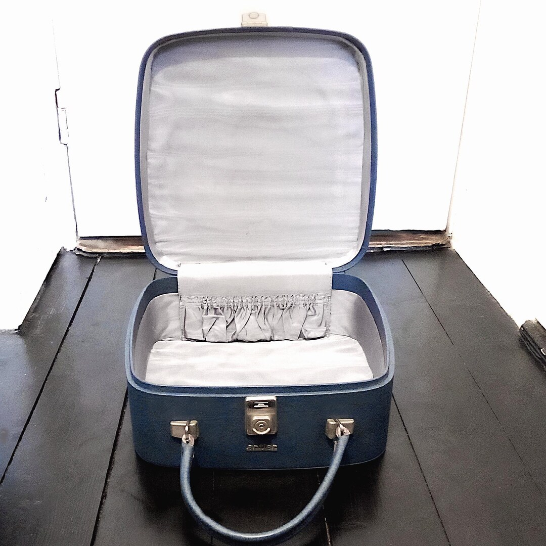Vintage Blue Vanity Case From the 1960s by Antler With Cheney Lock Faux ...