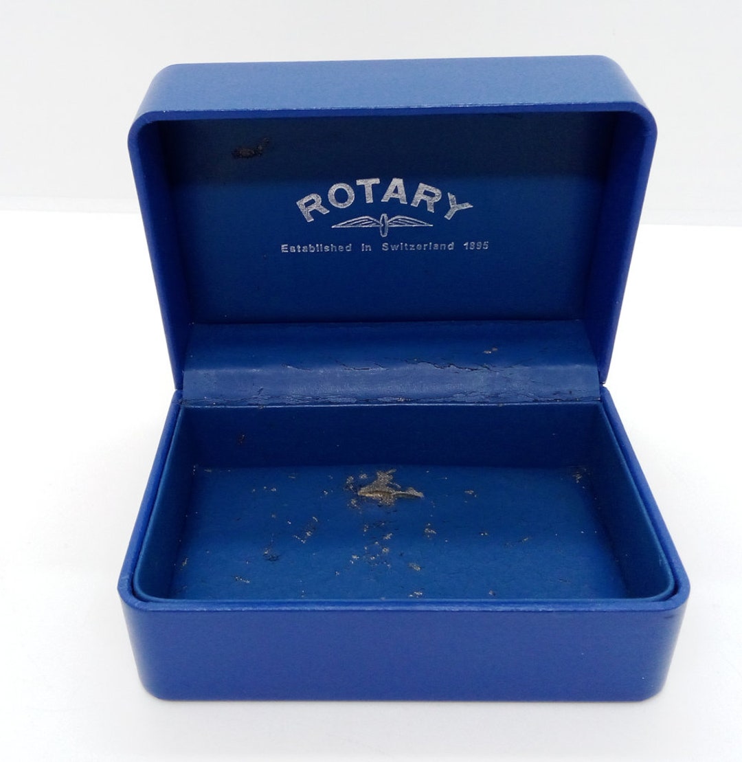 Rotary Watch Box Vintage Jeweller's Box Men's Jewellery Box Blue Faux ...
