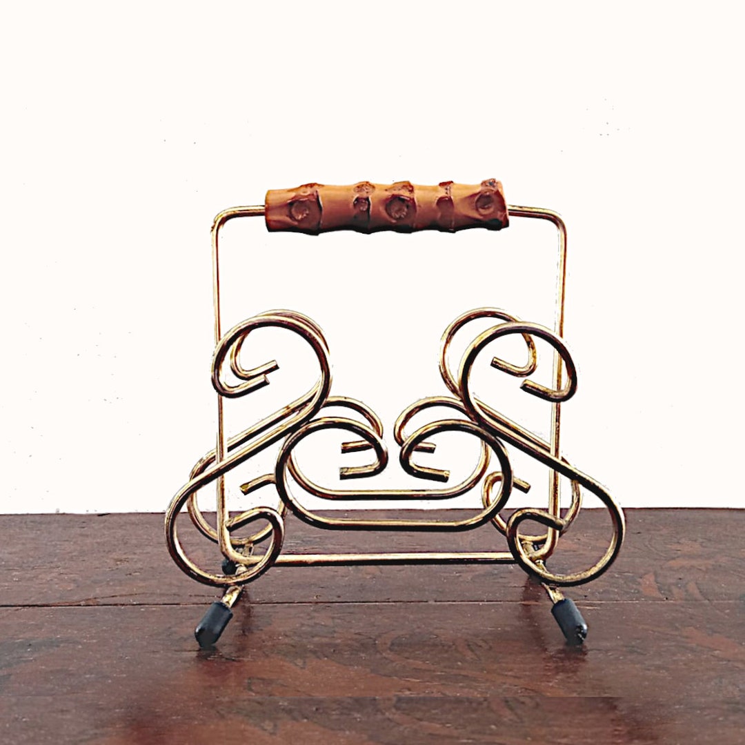 Brass Letter Rack With a Cane Handle Vintage Metal Letter Holder From ...