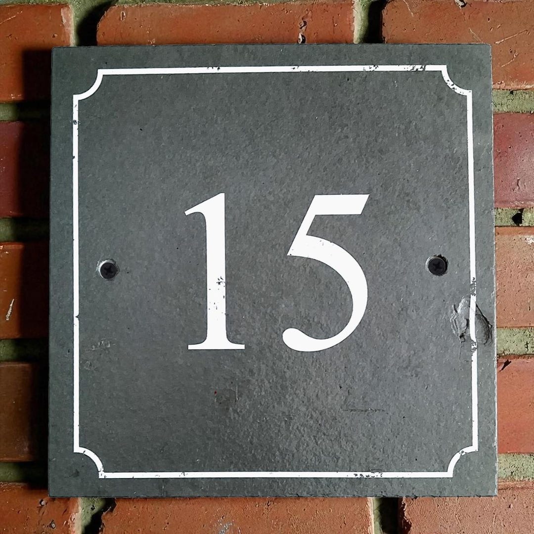 House Number 15 Sign | Handmade Slate Plaque | Irish-crafted Grey Tile ...