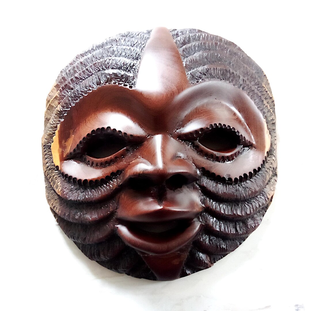 African Tribal Mask Hand Carved From Coconut Shell Mask Large African ...