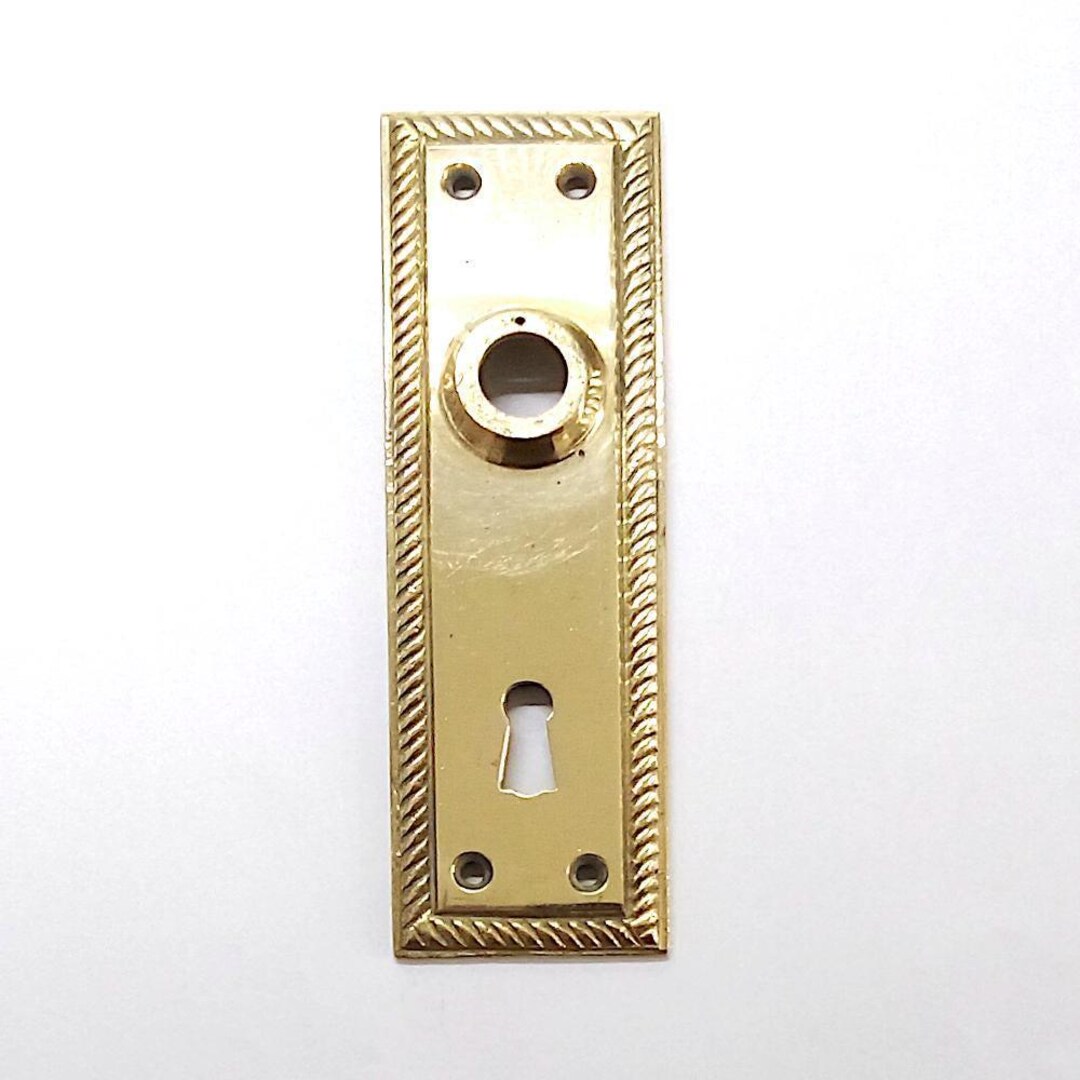 Brass Door Plate + Keyhole | 1950s Architectural Hardware | Rope Twist ...
