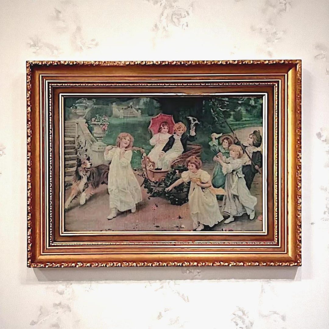 Victorian Oleograph “the Happy Pair (A Royal Procession)” After Arthur ...