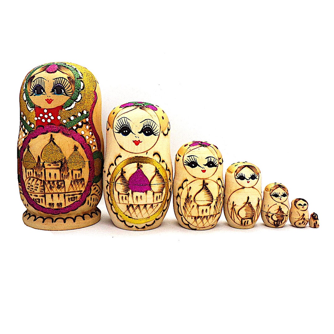 Russian Dolls Set of Wooden Nesting Dolls 7 Matryoshka Dolls Rare Set ...