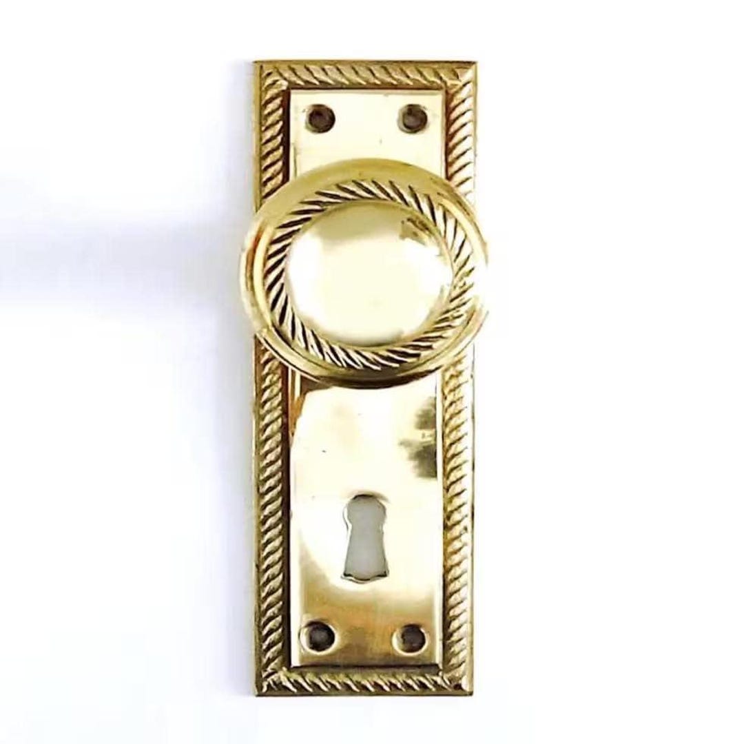 Vintage 1950s Brass Doorknob + Keyhole Plate | Classic Interior or ...