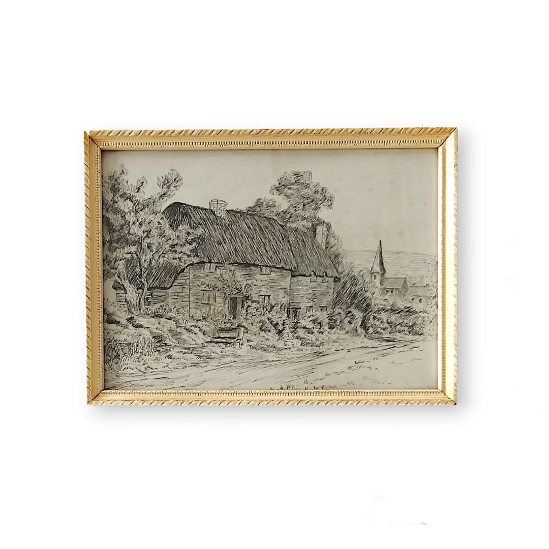 Pen and Ink Drawing Original Art Work Irish Landscape Vintage Framed ...