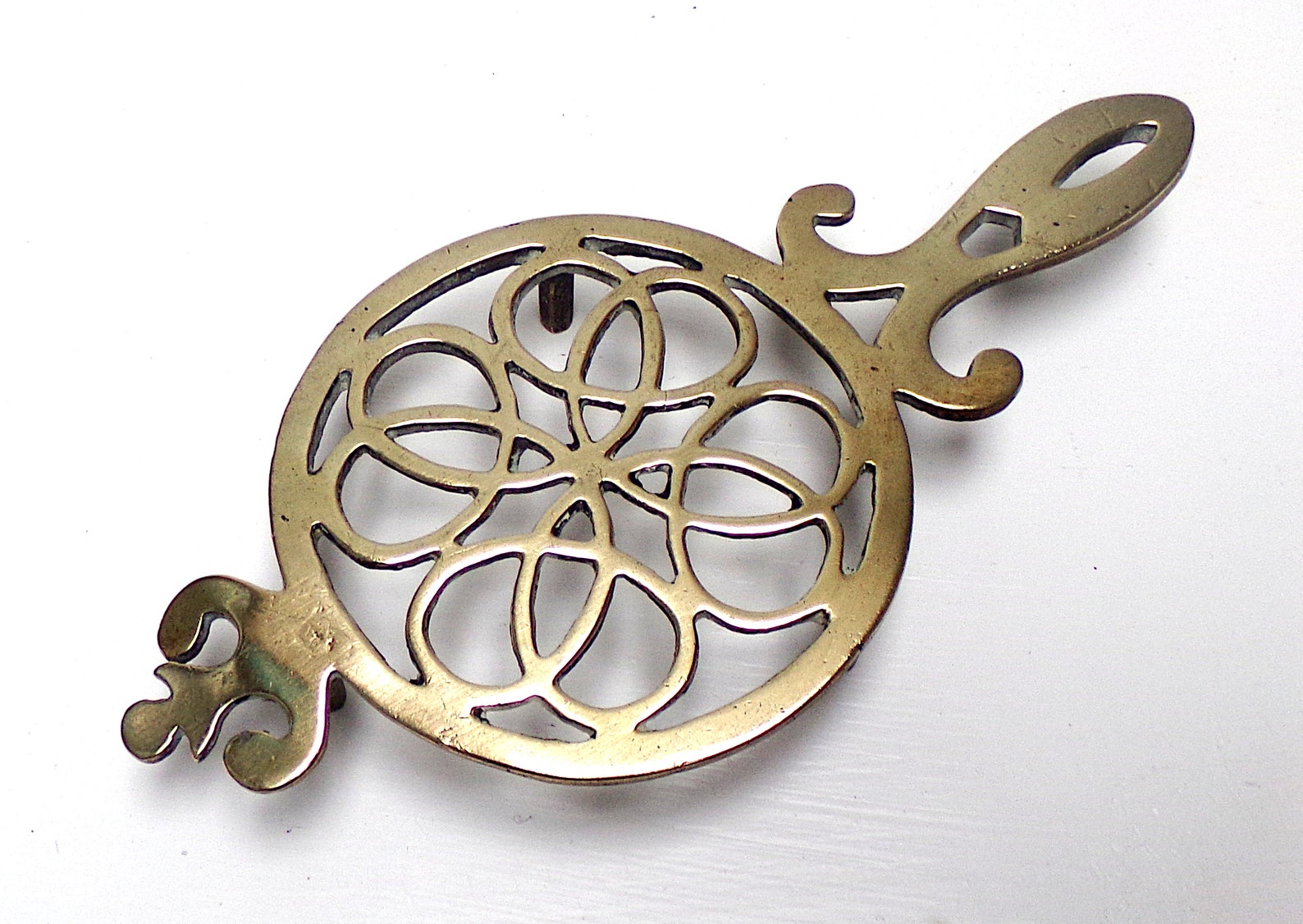 Antique Brass Trivet With a Handle on Three Feet a Pot Stand | Etsy